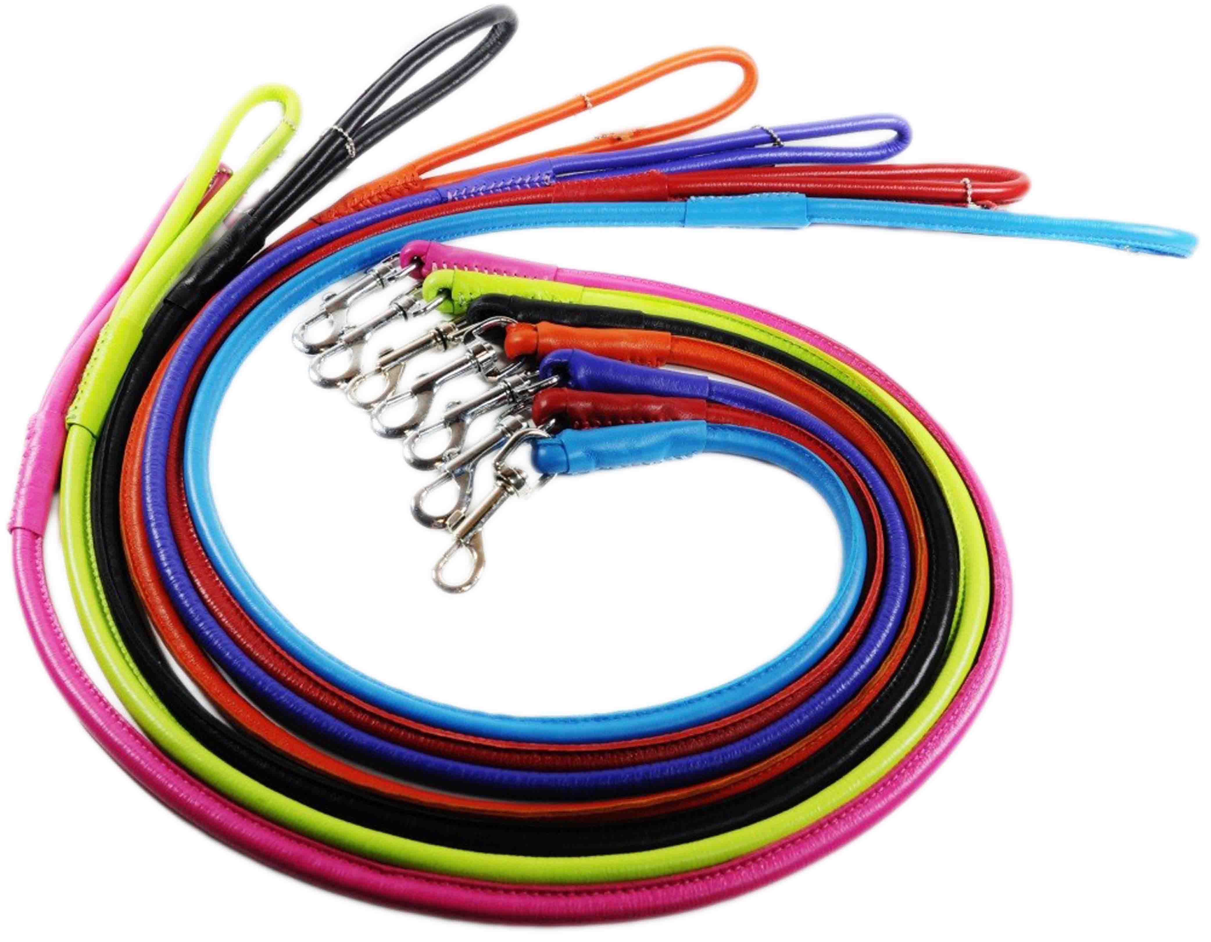 Rolled Leather Lead – Fuschia Pink – Dogs & Co